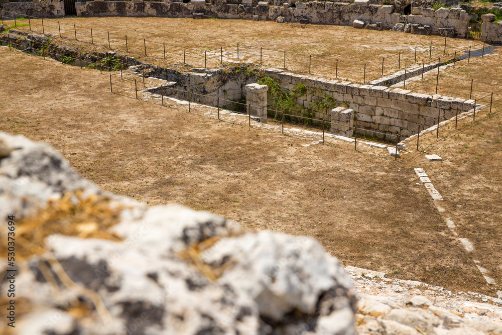 Roman amphitheater inside the Neapolis archaeological park in Syracuse ...