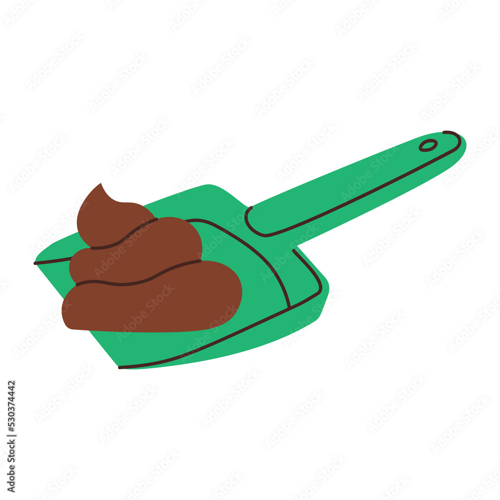 Clean up after your dog or other pet. Poop on a shovel. Cartoon ...
