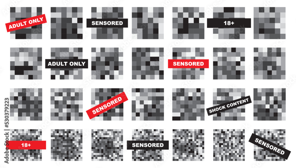 Censure Pixel Blur Icons, Censorship Mosaic Effects, Pixelated Blurring ...