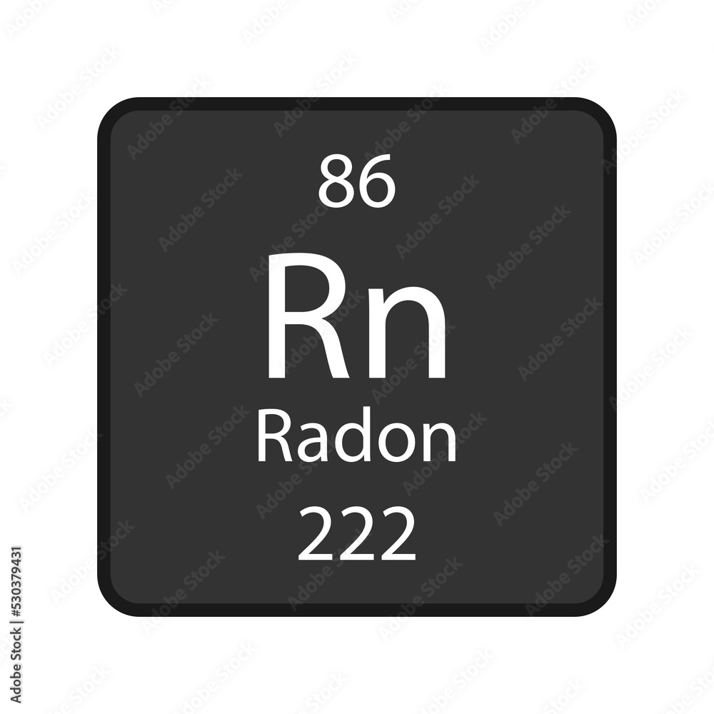 Radon symbol. Chemical element of the periodic table. Vector ...