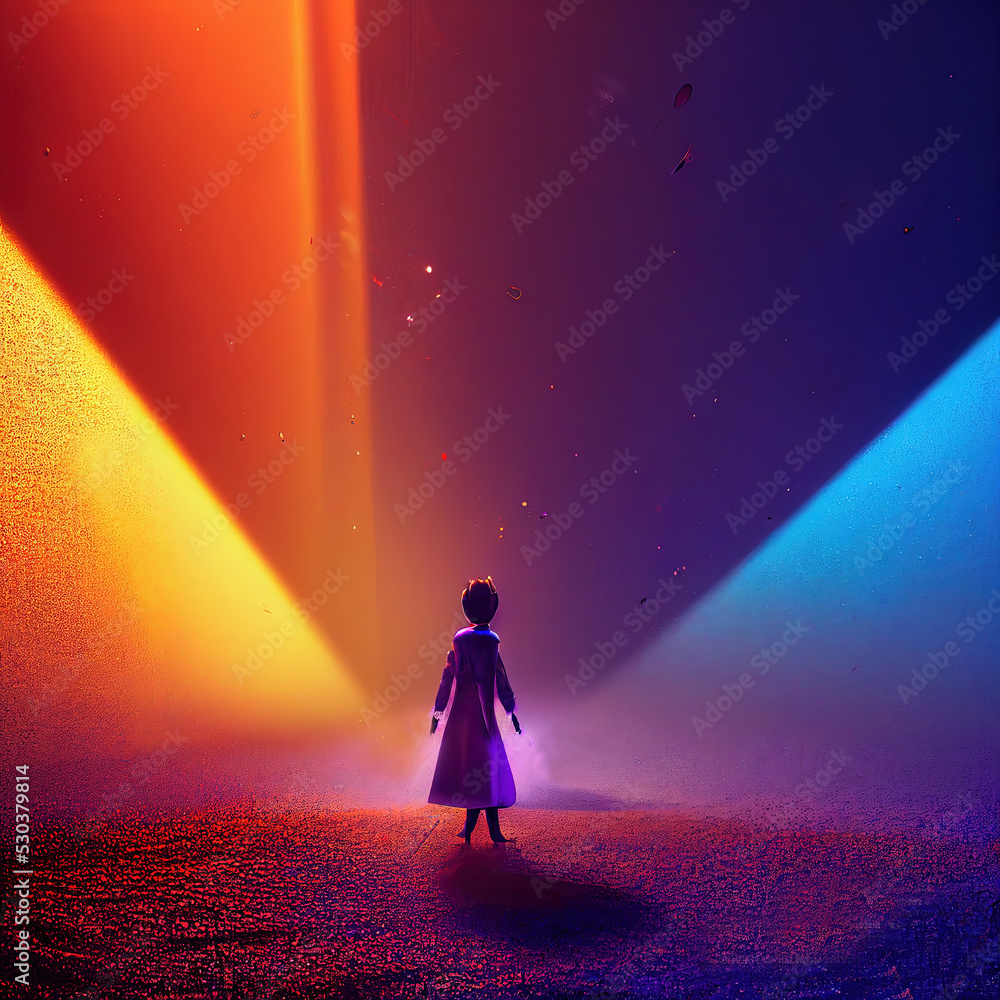 Face Your Own Fate. Woman Stand in the Light in front of Her Path ...