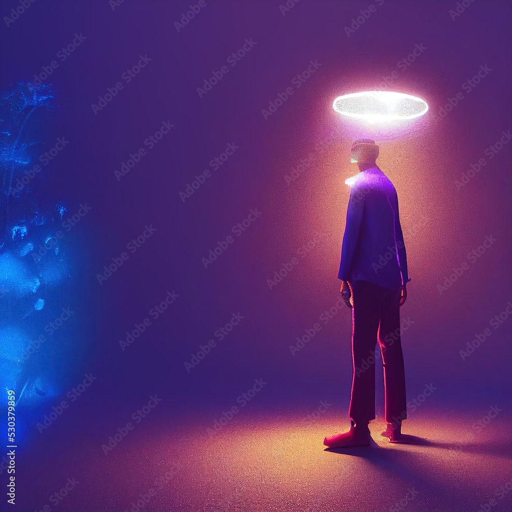 Face Your Own Fate. Man Stand in the Light in front of His Path ...