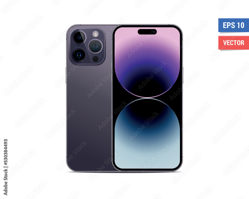 Realistic vector flat Apple iPhone 14 Pro Max mock-up with blank screen ...