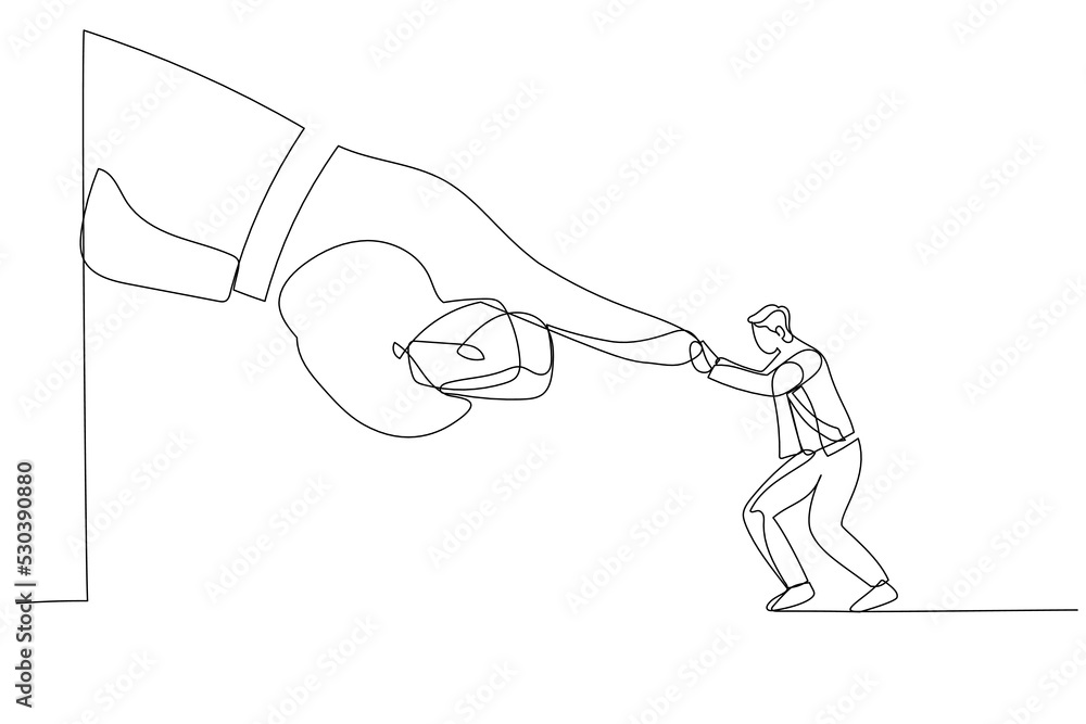 Illustration of brave businessman fight and keep pushing against giant ...