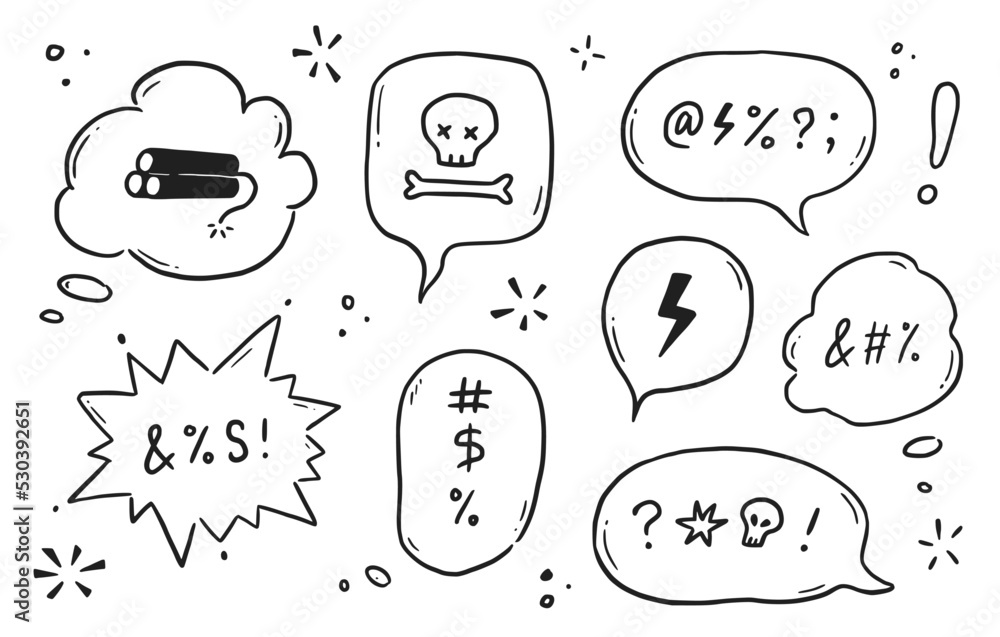 Swear word speech bubble set. Curse, rude, swear word for angry, bad ...
