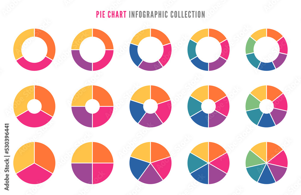 Pie chart infographic collection. Pie chart diagrams for analysis and ...