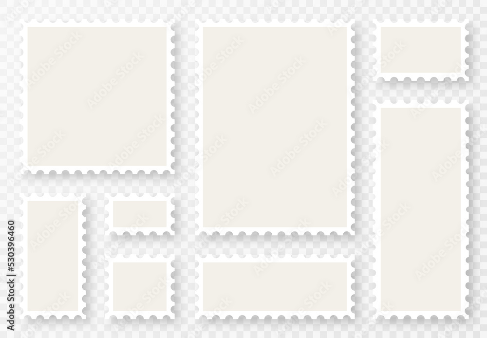 Postage stamps collection with rough edges and borders. Vintage postage ...