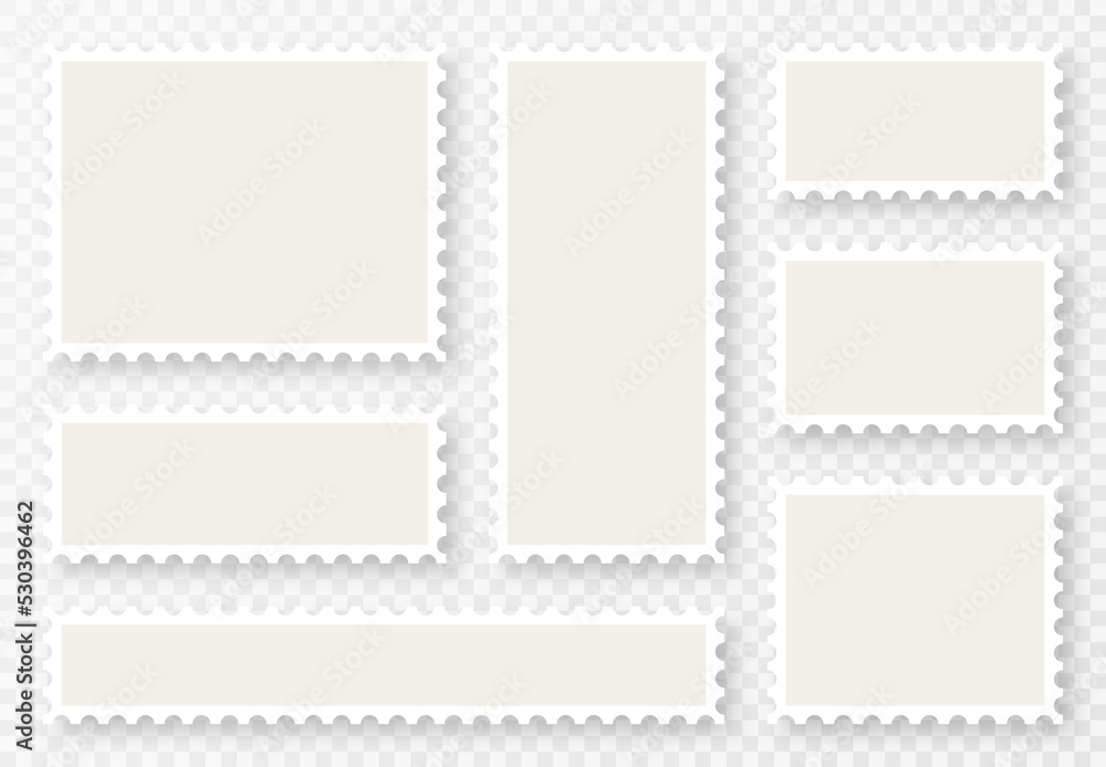 Postage stamps collection with rough edges and borders. Vintage postage ...