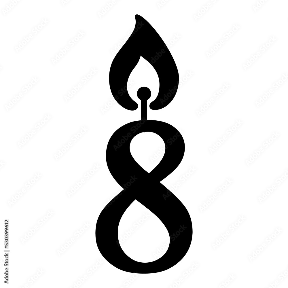Logo feliz cumpleaños. Silueta del número 8 con forma de vela aislado ...
