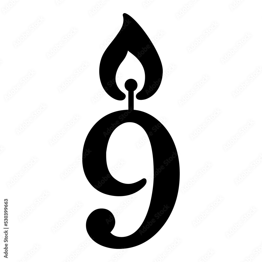 Logo feliz cumpleaños. Silueta del número 9 con forma de vela aislado ... Logo feliz cumpleaños. Silueta del número 9 con forma de vela aislado ...