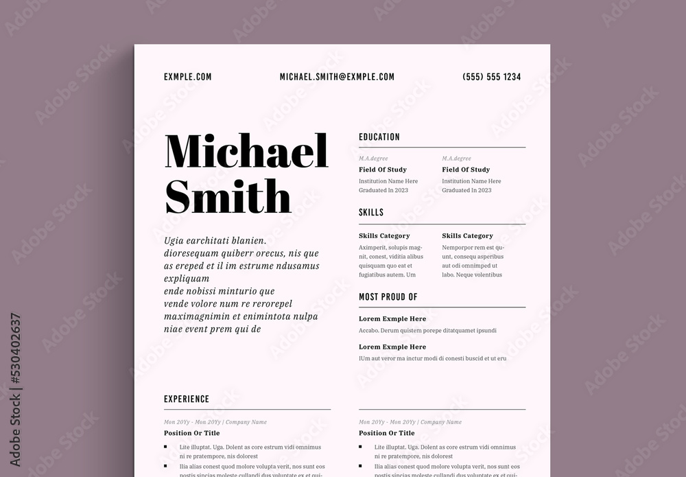 Resume Layout Stock Template | Adobe Stock
