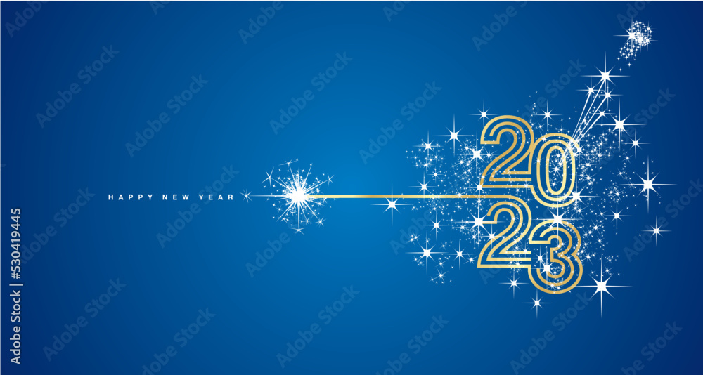 New Year 2023 golden triple line design typography lettering light ...