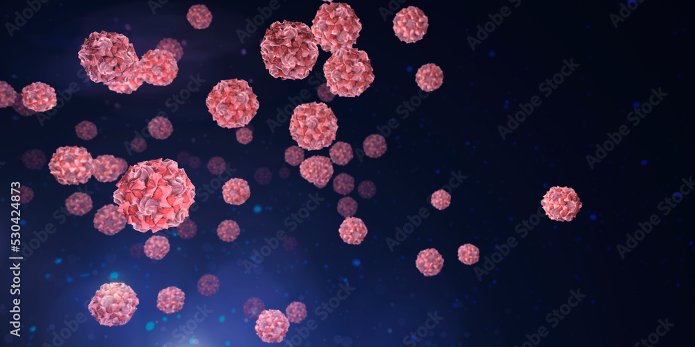 Polio virus particles with their viral capsid proteins. Poliomyelitis ...