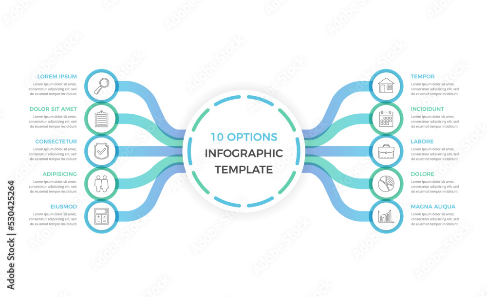 Infographic template with 10 options with text and icons Stock Vector ...