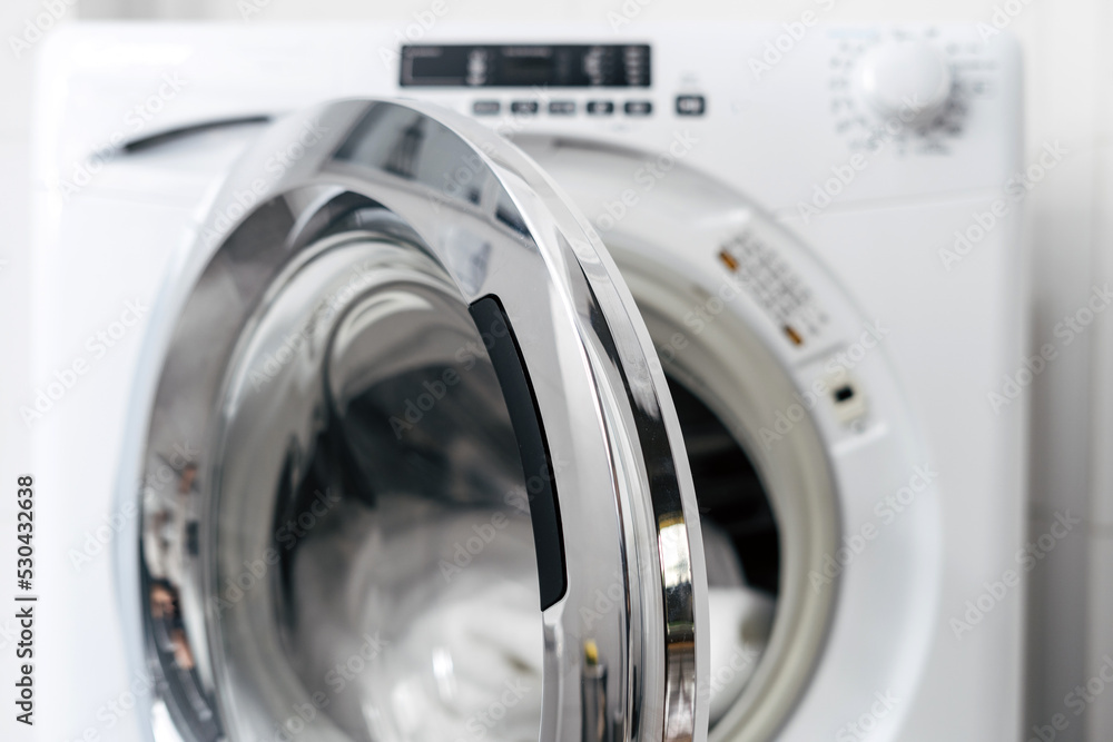 new washing machine with open door, closeup Stock Photo | Adobe Stock