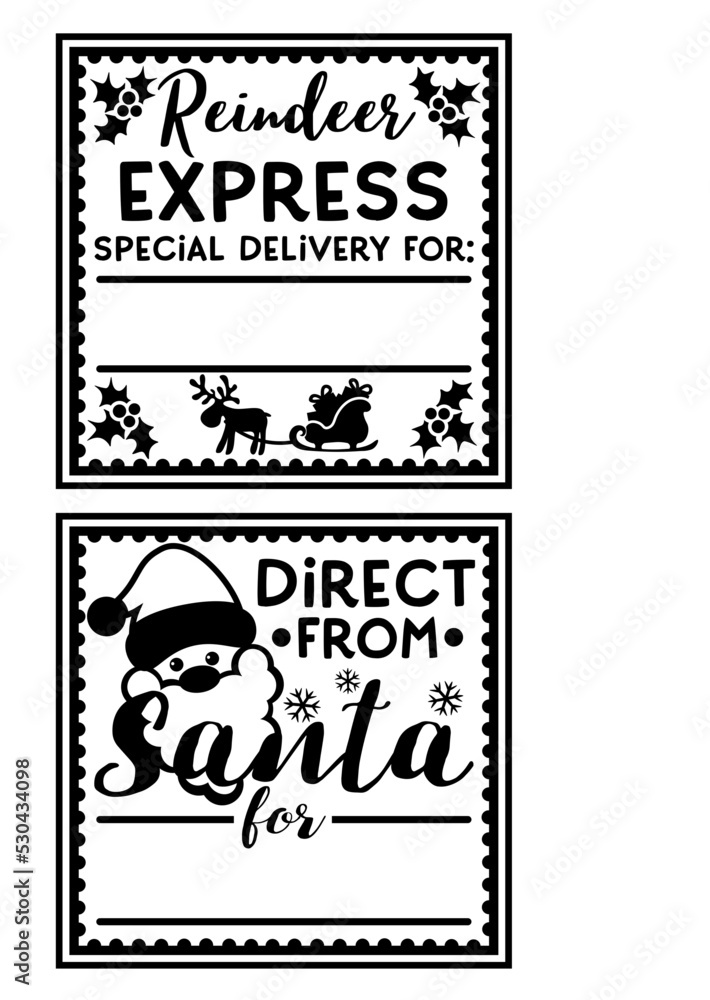 Bundle: Reindeer express, Direct from Santa, Postage Stamp svg file ...