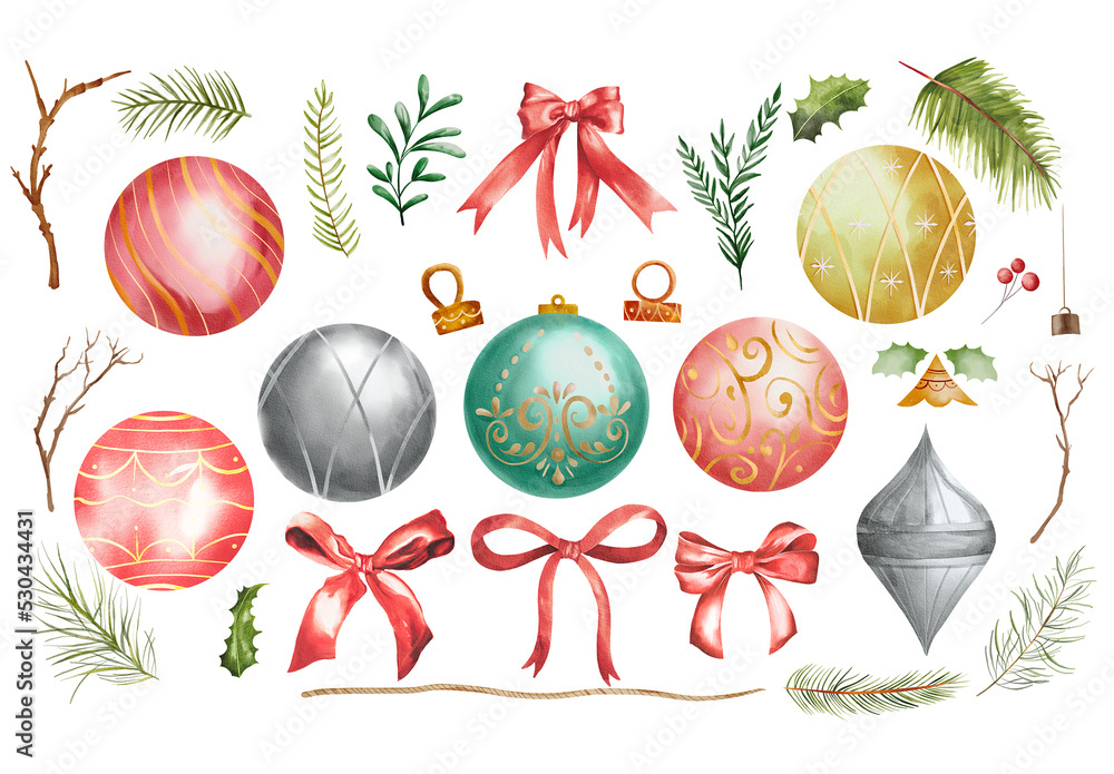 Christmas Decorations Clipart Stock Template | Adobe Stock