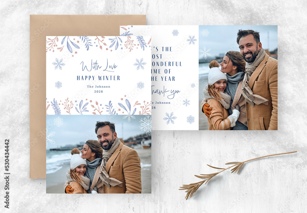 Winter Photo Card Flyer with Modern Minimal Style Stock Template ...