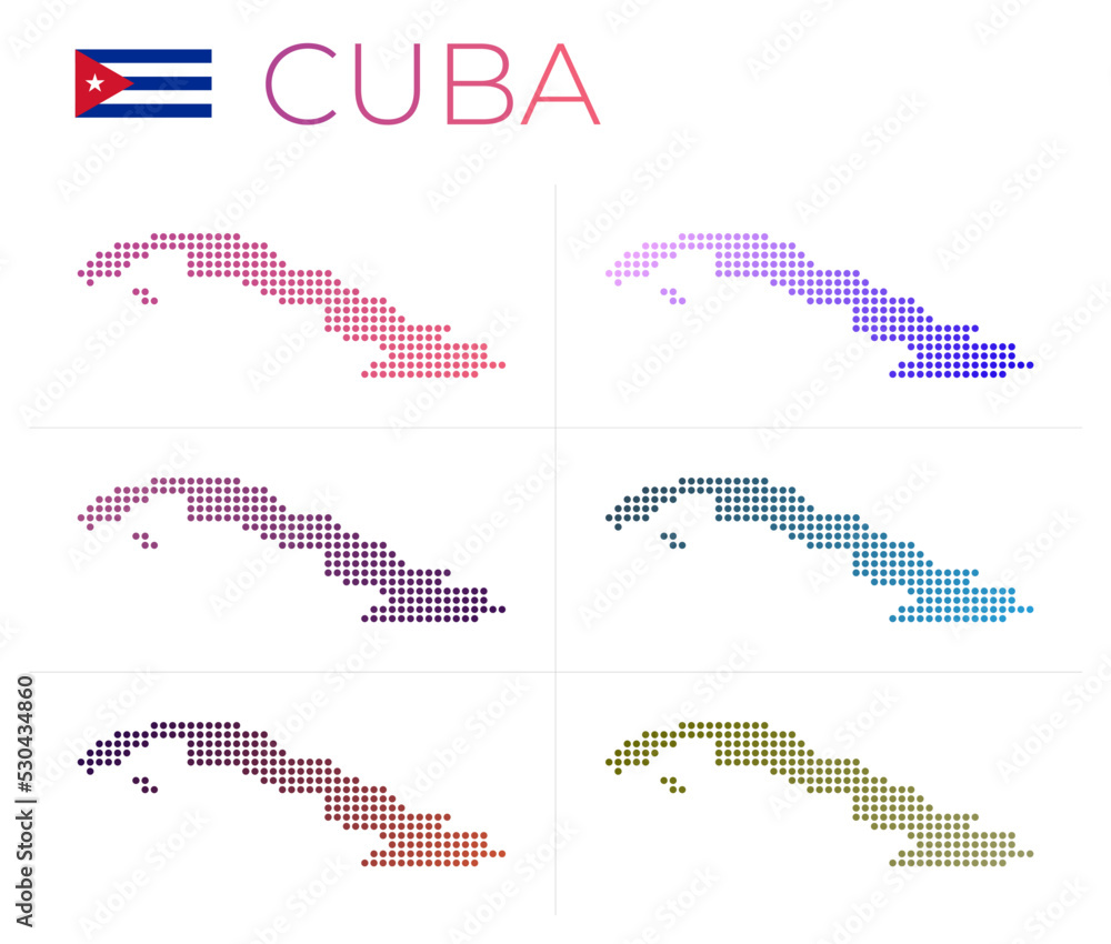 Cuba dotted map set. Map of Cuba in dotted style. Borders of the ...
