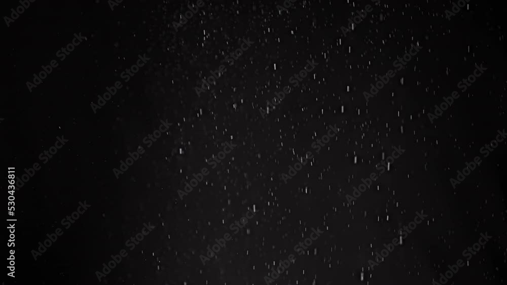 Stream of Slowly Falling Particles of Dust, Debris, Powder on Black ...