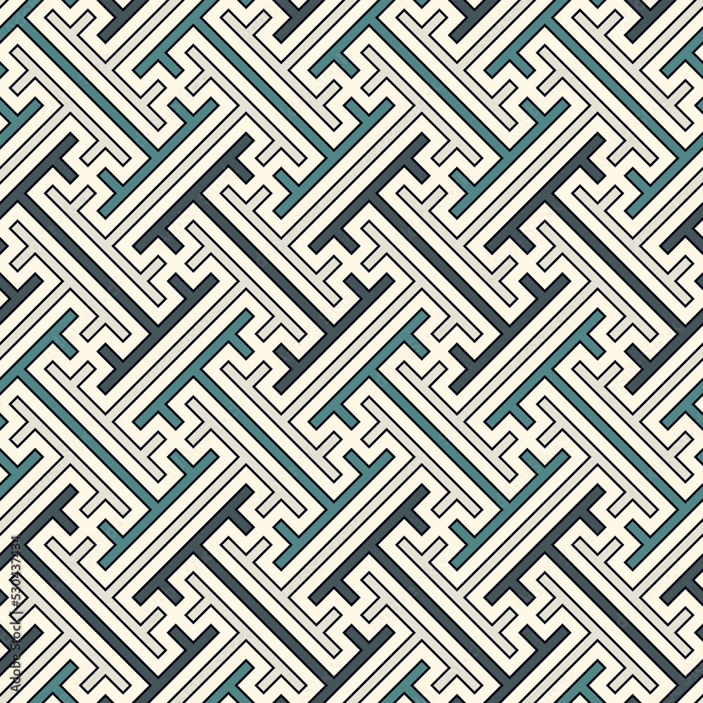 Seamless Sayagata pattern. Repeated interlocking keys background ...