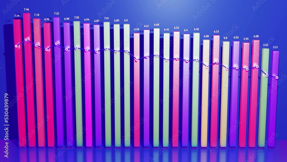 3d render. Abstract infographics background with multicolored 3d bars ...