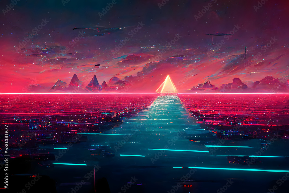 abstract synthwave neon night background, neural network generated art ...