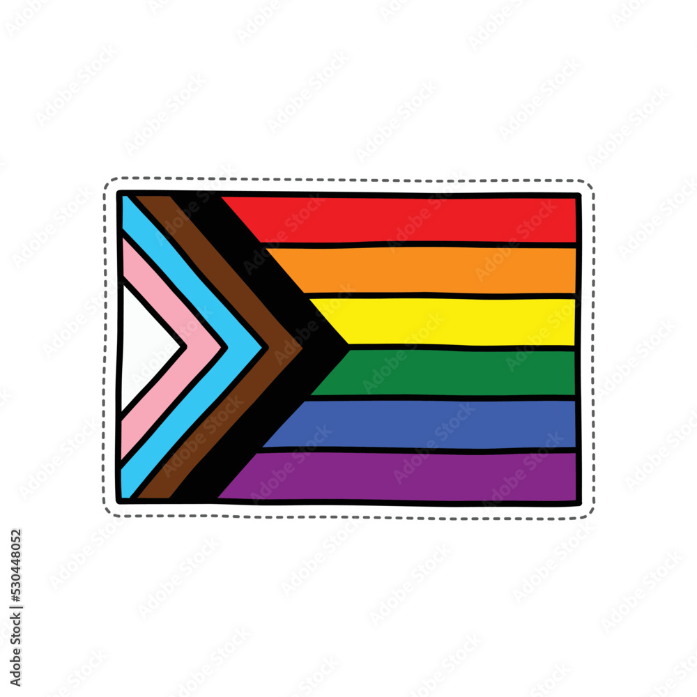 progress pride flag doodle sticker icon, vector color line illustration ...