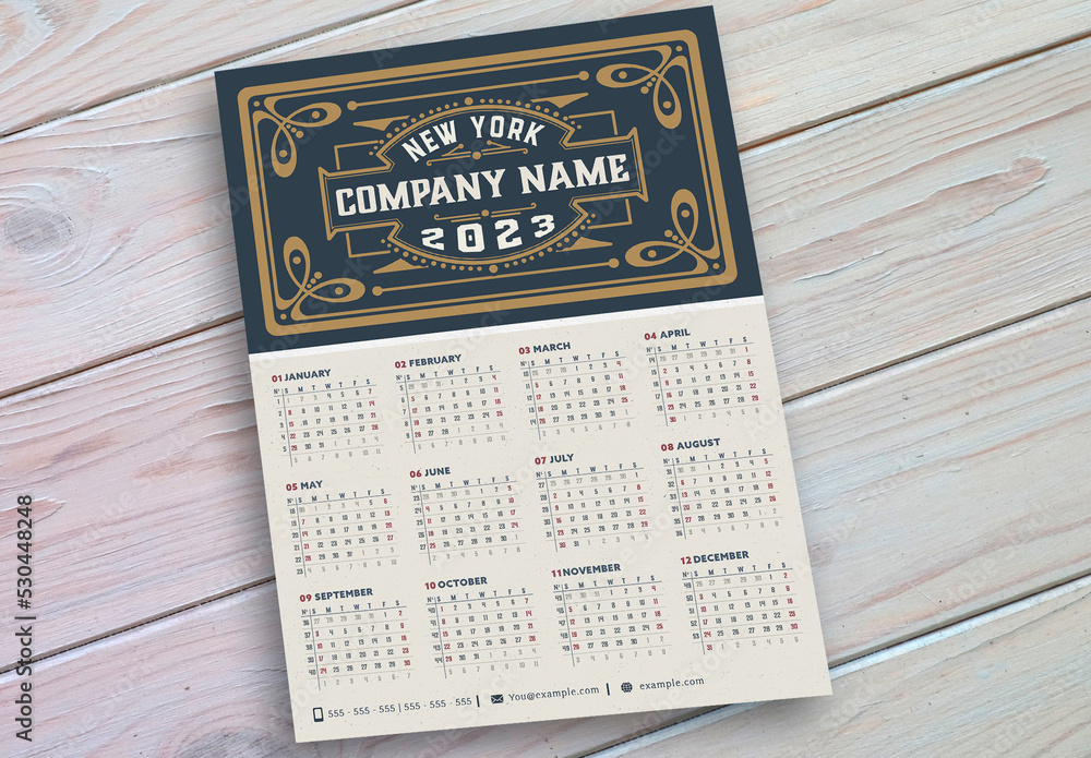 Vintage Calendar Layout Stock Template | Adobe Stock