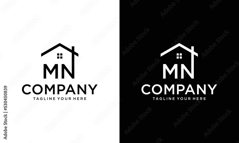 mn logo concept real estate architecture building logo design house ...