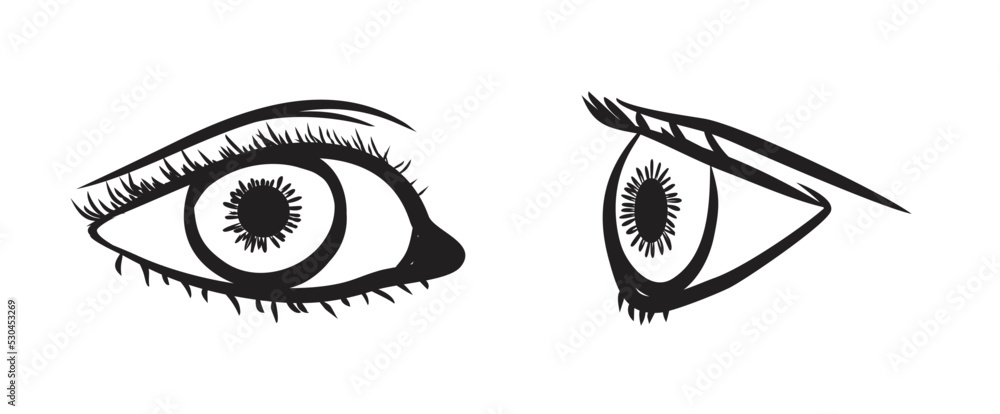 vector in lines of eyes people front and profile Stock Vector | Adobe Stock