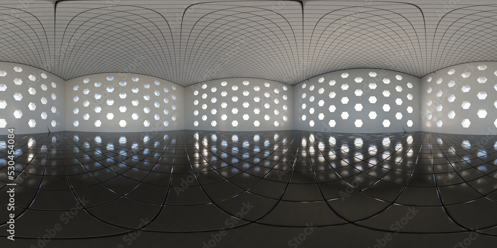 HDRI map, 360 degree environment panorama background with bright lights ...