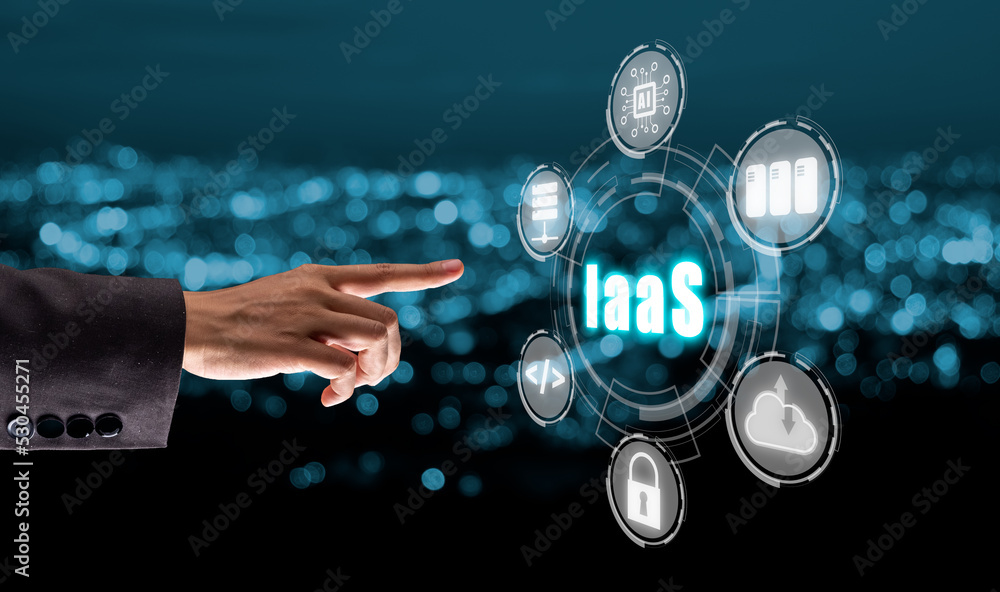 IaaS - Infrastructure as a service, Businesswoman hand touching ...