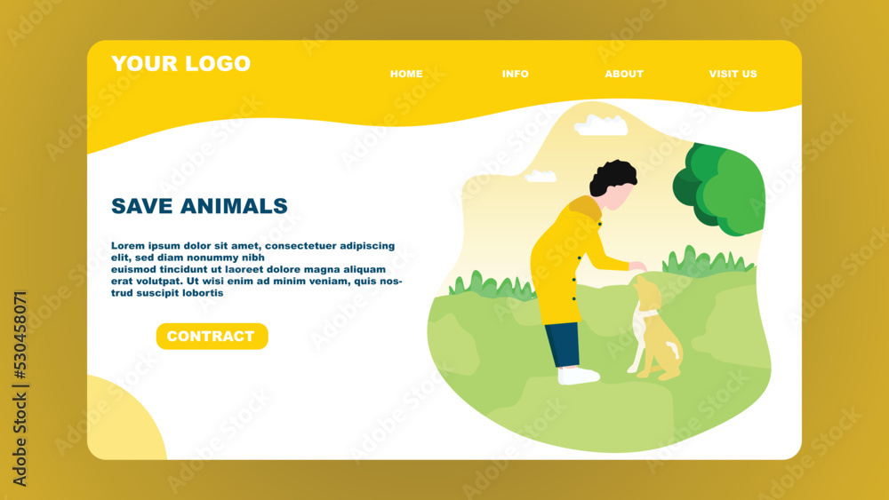 Save animals flat vector illustration for website landing page Stock ...