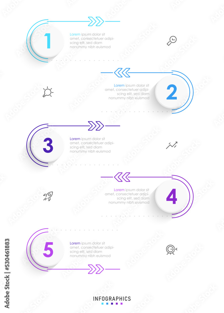 Vector Infographic label design template with icons and 5 options or ...