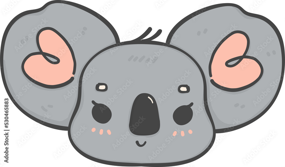 cute smile koala wildlife animal face doodle nursery cartoon Stock ...