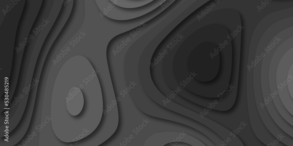 Dark Black Papercut banner concept. Paper carve black background for ...