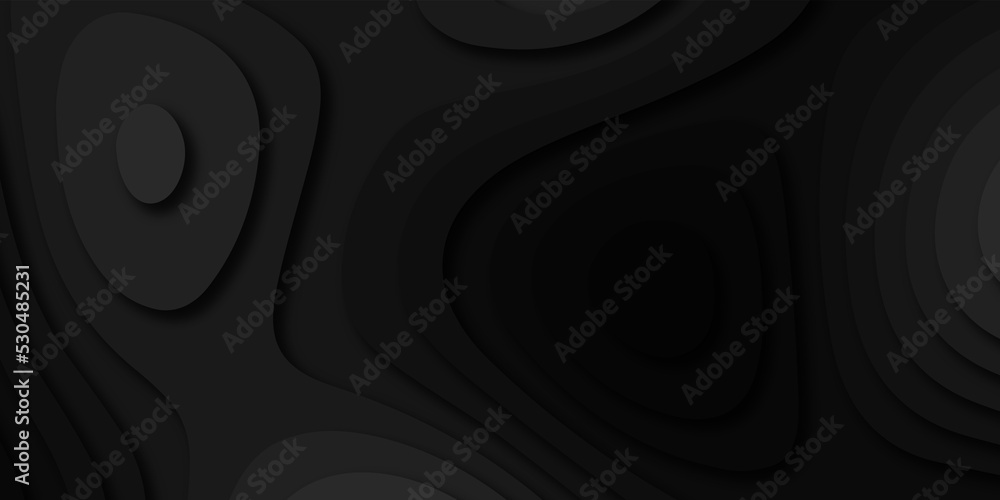 Dark Black Papercut banner concept. Paper carve black background for ...