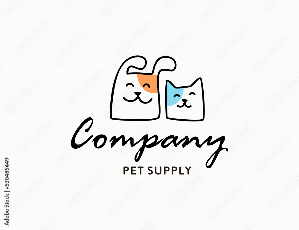 Cute dog and cat logo design for pet shop company Stock Vector | Adobe ...