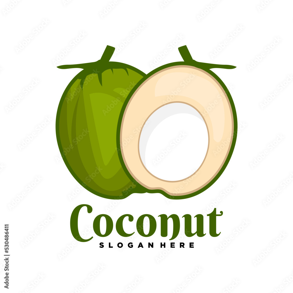 coconut logo. logo design with fresh coconut illustration vector ...