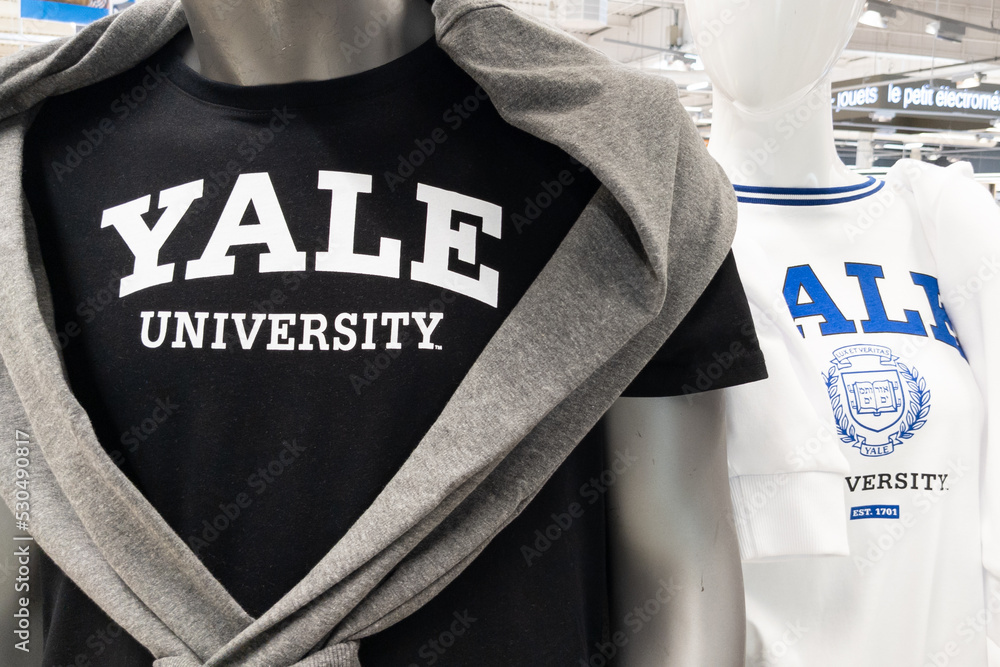 Yale University brand logo on shirt text sign private Ivy League ...