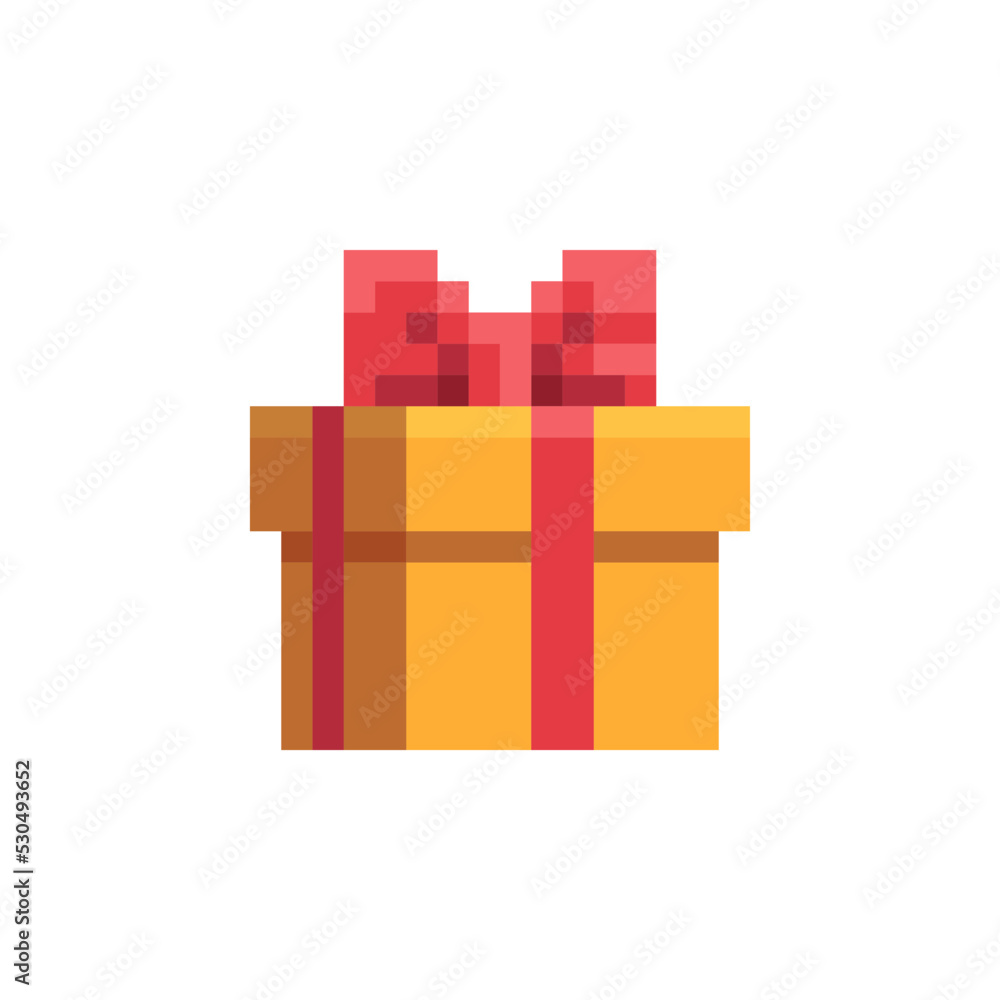 Wrapped Gift box flat icon. Pixel art style. Web site design. 8-bit ...