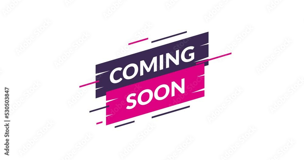 animated banner with the title coming soon on a transparent background ...