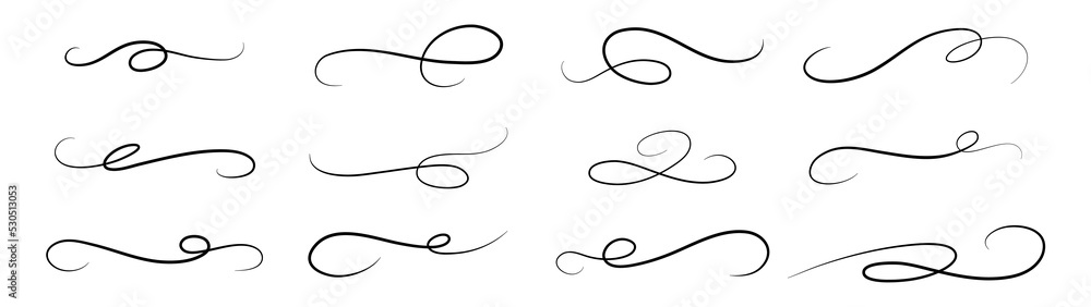 Calligraphic swoosh tail set, underline marker strockes. Sport logo ...