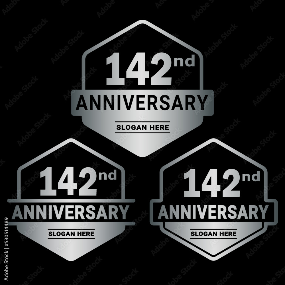 142 years anniversary celebration logotype. 142nd anniversary logo ...