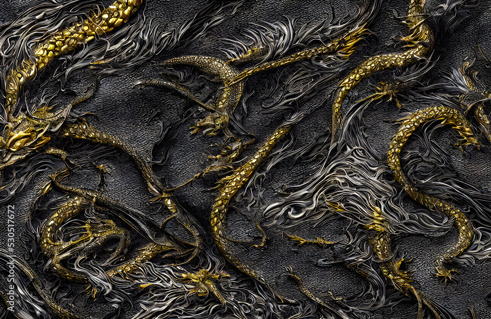 Luxury black and gold background. Abstract. Dragon skin. 3D ...