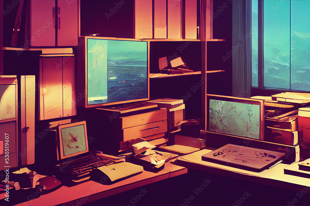 Student and Teacher Class Room Interior with Windows and Light Ray ...