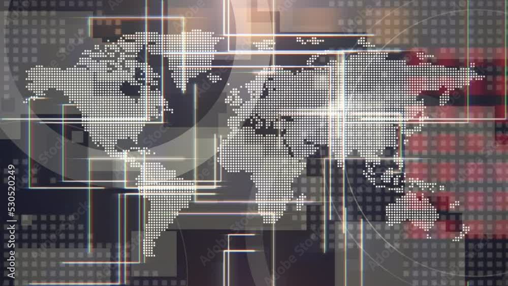 Global map with grid pattern in news studio, business, corporate and ...