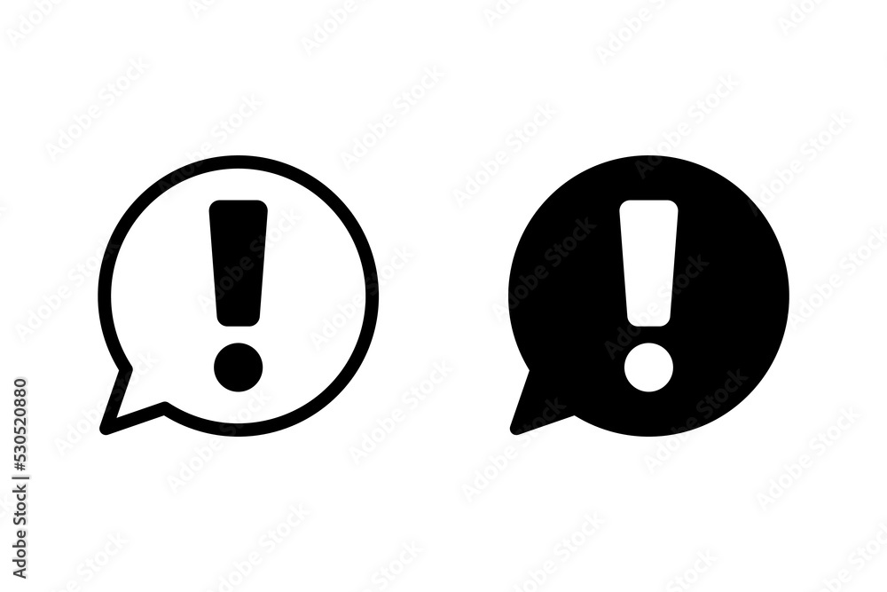 Exclamation mark in speech bubble, Exclamation mark icon. Hazard ...