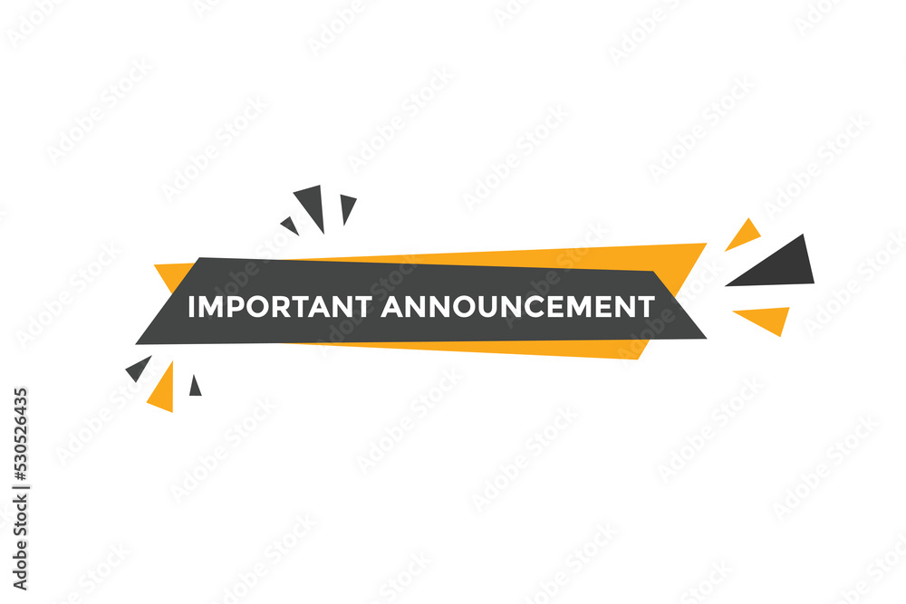 Important announcement Colorful label sign template. Important ...